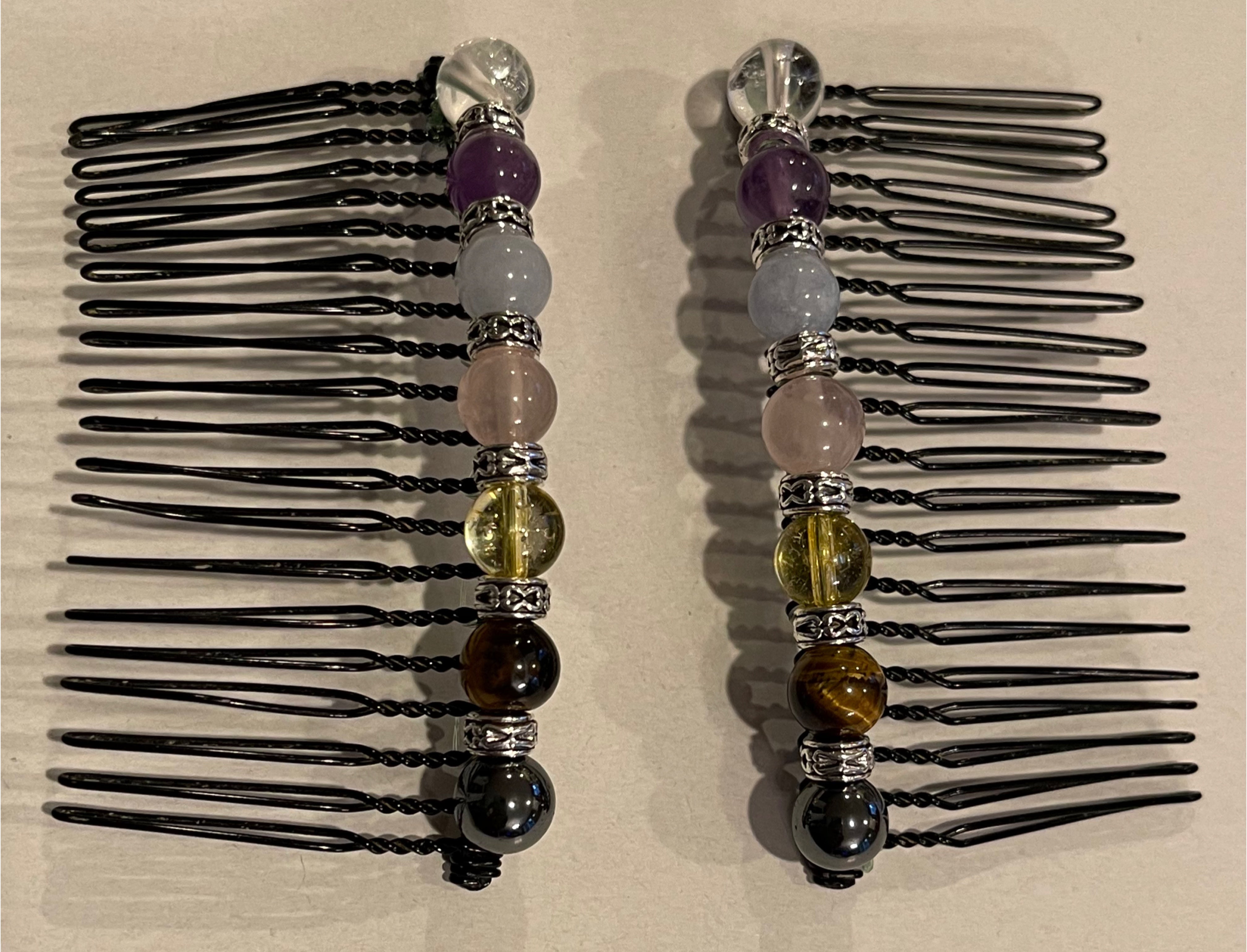 Hair Combs Set 3” with 7 Chakras crystals – Angiereikihealing
